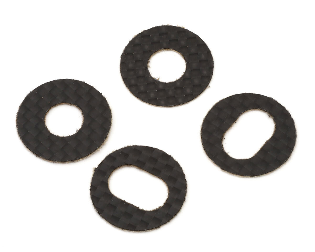 RM2, 1/8th off-road carbon fiber body shell washers w/adhesive back, 4pc.